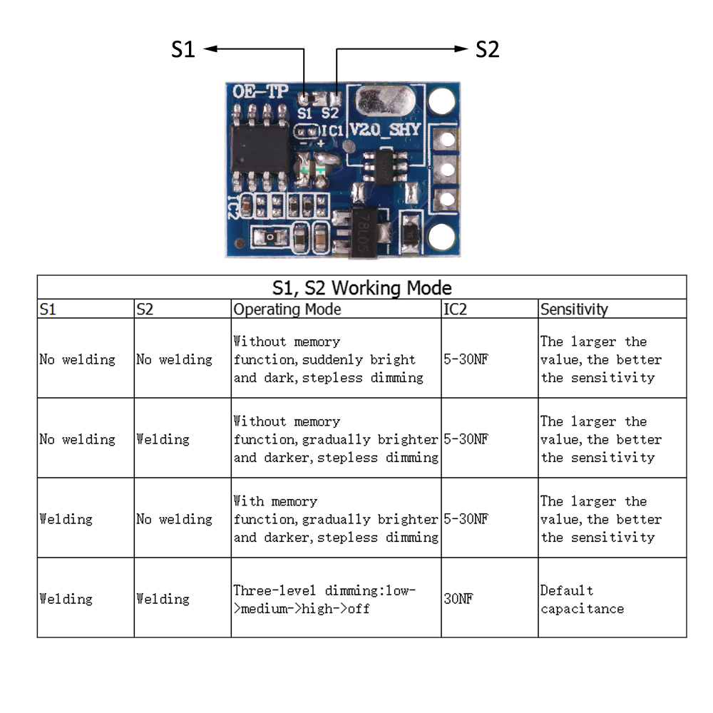 10pcs Oe Tp Capacitive Touch Button Switch Module Digital Touch Sensor With Led Stepless Dimming